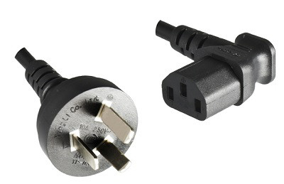 China plug, 3 pole, 1,8 m, with Angled IEC 60320 C13 connector | R6263